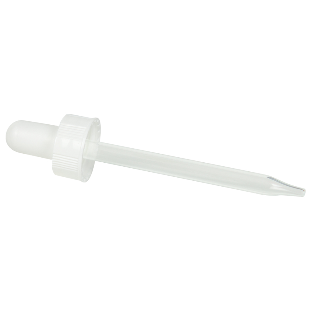 20/400 Ribbed White Phenolic Dropper Cap with White Rubber Bulb & 89mm ...