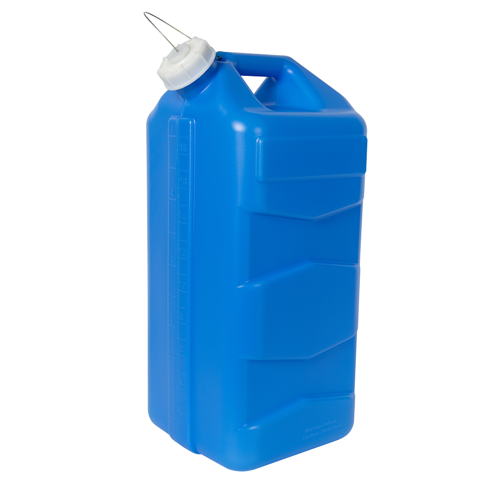 5 Gallon Blue Polyethylene 3rd Generation Jug with Cap | U.S. Plastic Corp.