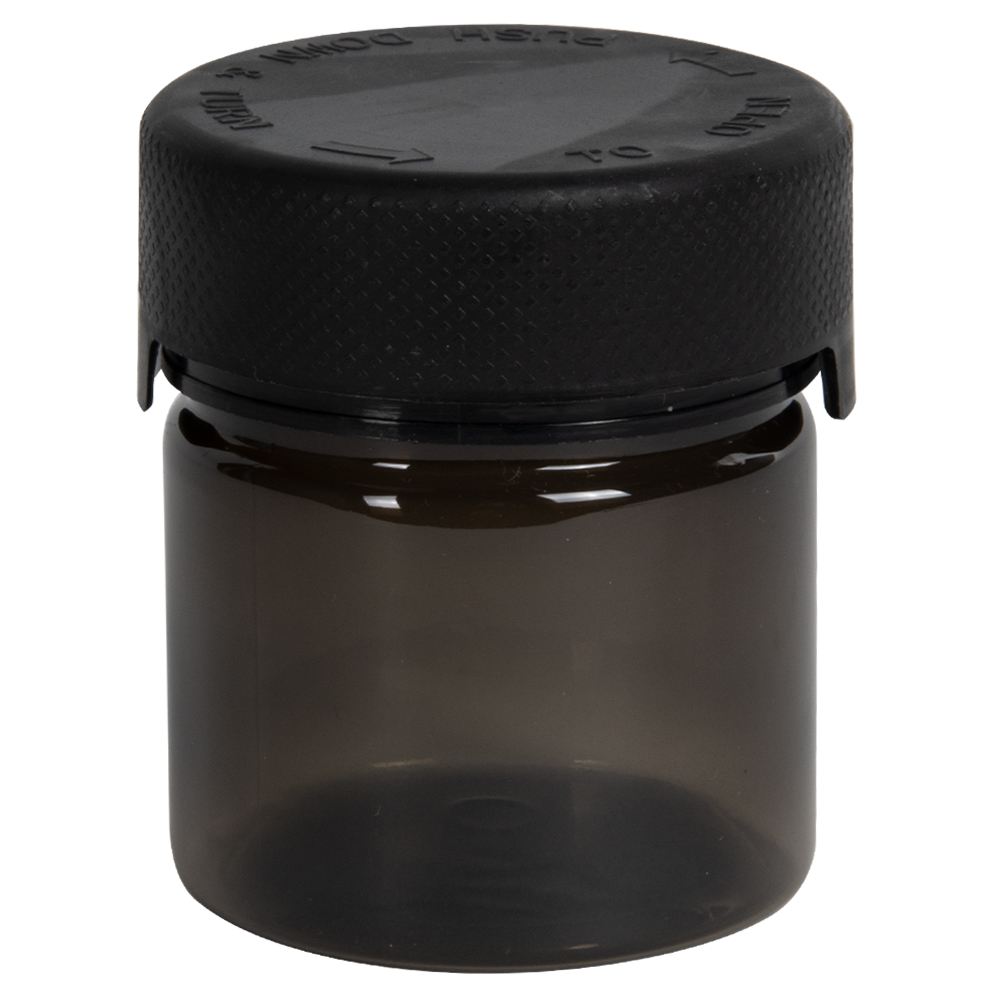 2 oz. (60cc) Translucent Black PET Aviator Container with Black CRC Cap ...