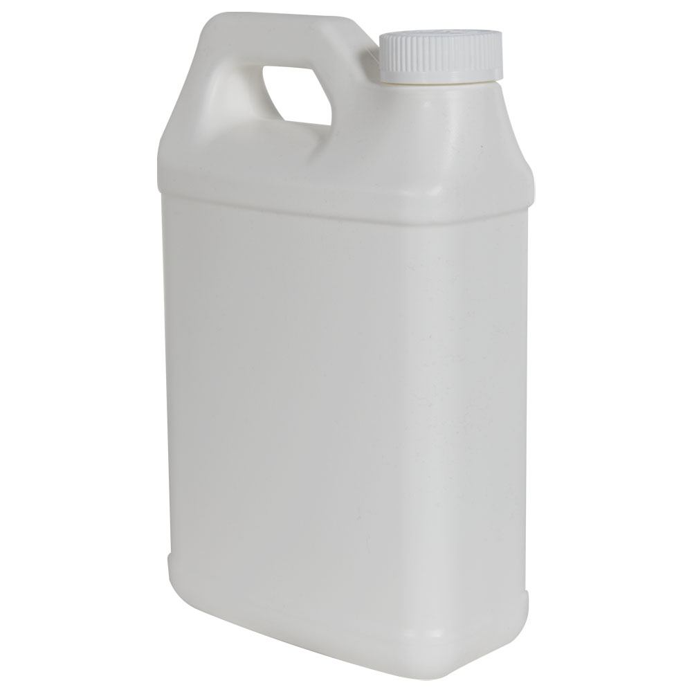 64 oz. White Level 5 Fluorinated HDPE F-Style Jug with 38/400 White ...
