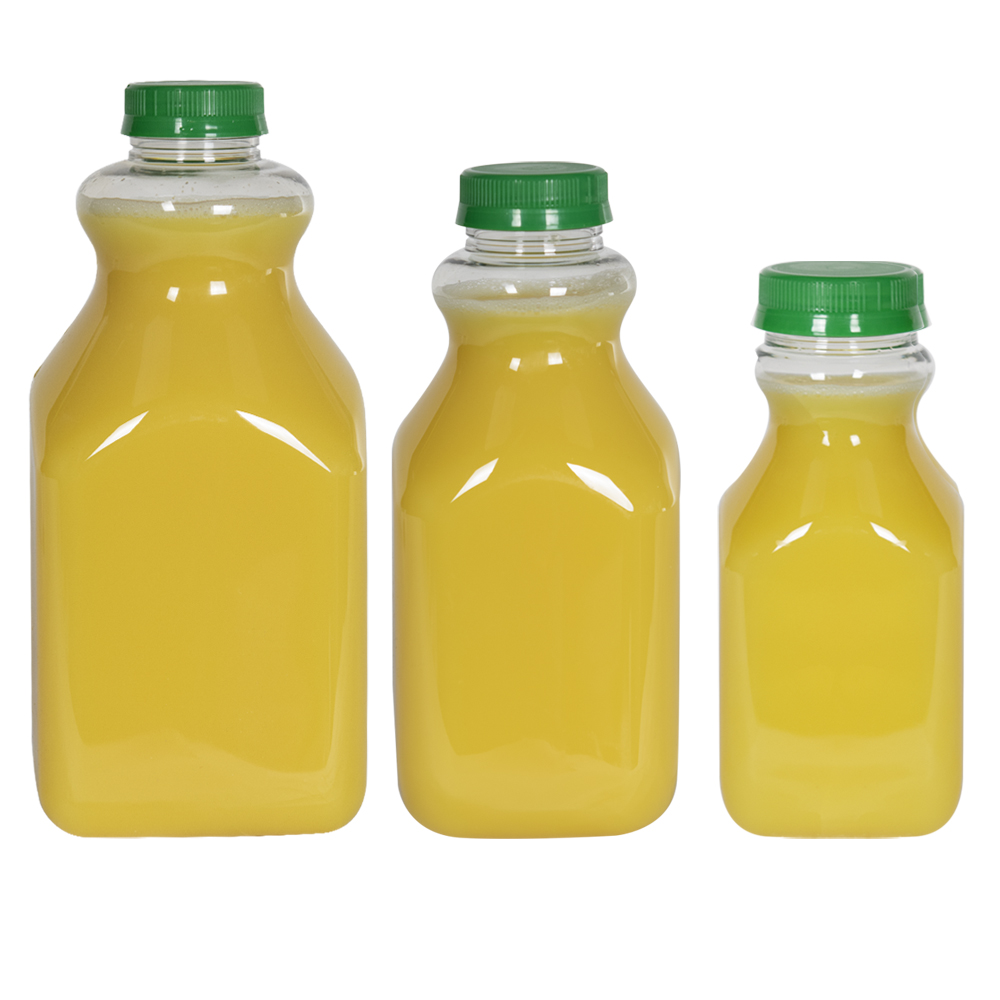 PET Square Beverage Bottles with Caps | U.S. Plastic Corp.