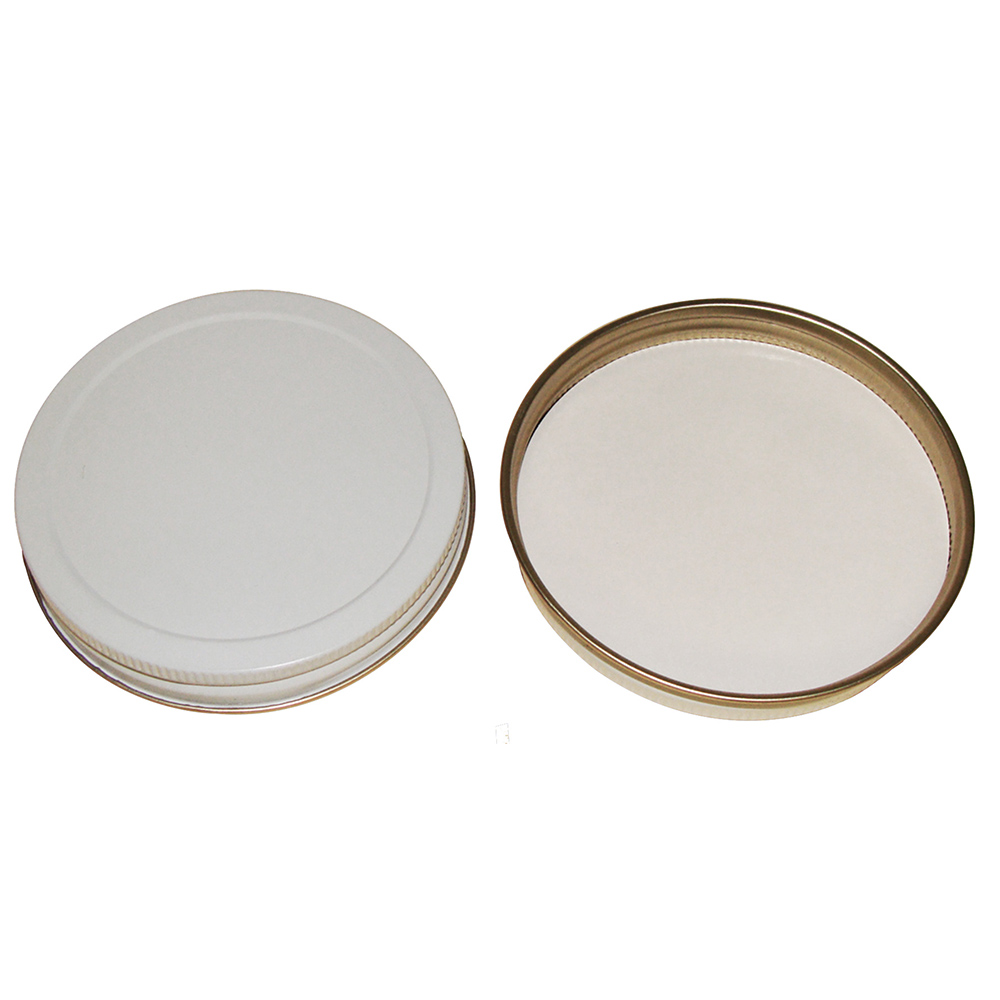 70/400 White/Gold Tin Cap with Pulp/PE Liner | U.S. Plastic Corp.