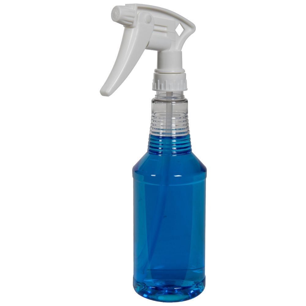 16 oz. Clear PET Spray Bottle with White Sprayer | U.S. Plastic Corp.