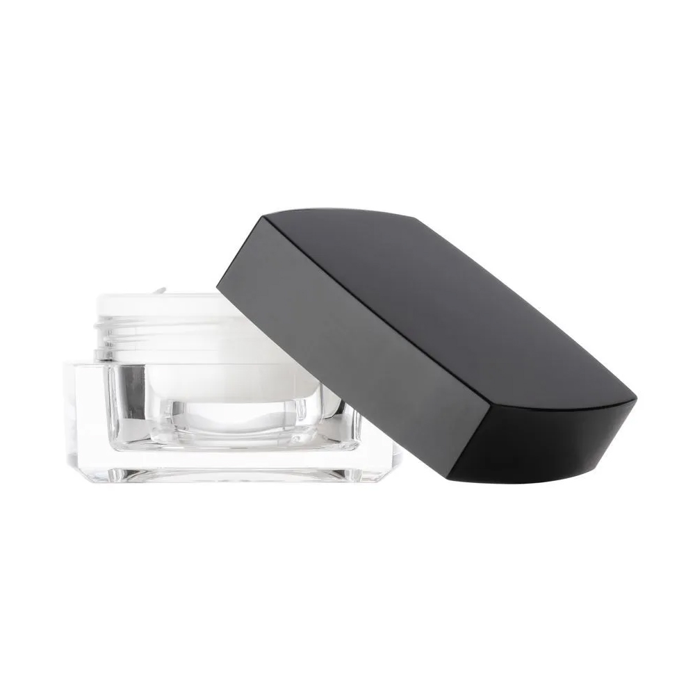 15mL Clear Acrylic Outer & White Polypropylene Inner Square Low Profile ...