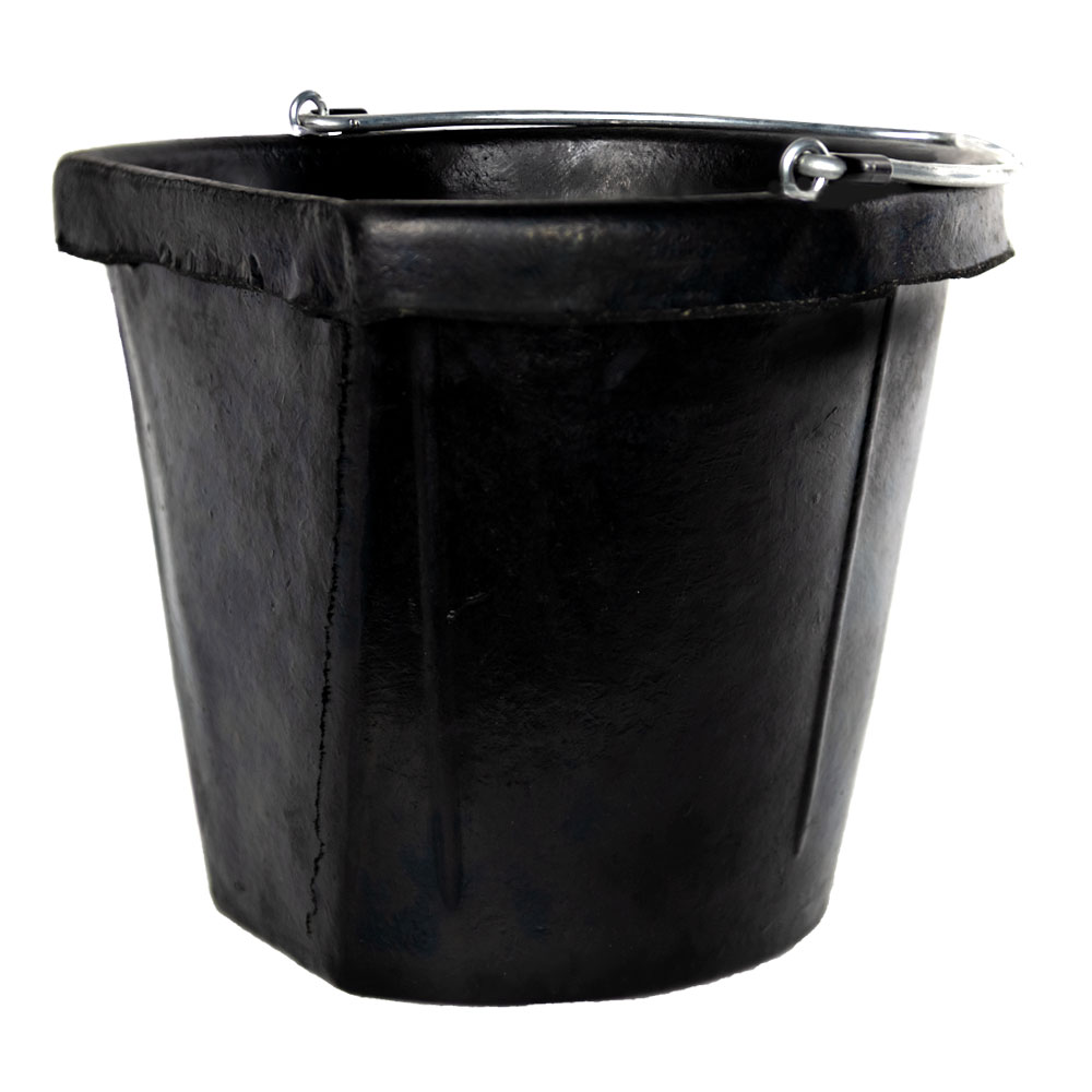 18 Quart Black Rubber Flat Side Pail | U.S. Plastic Corp.