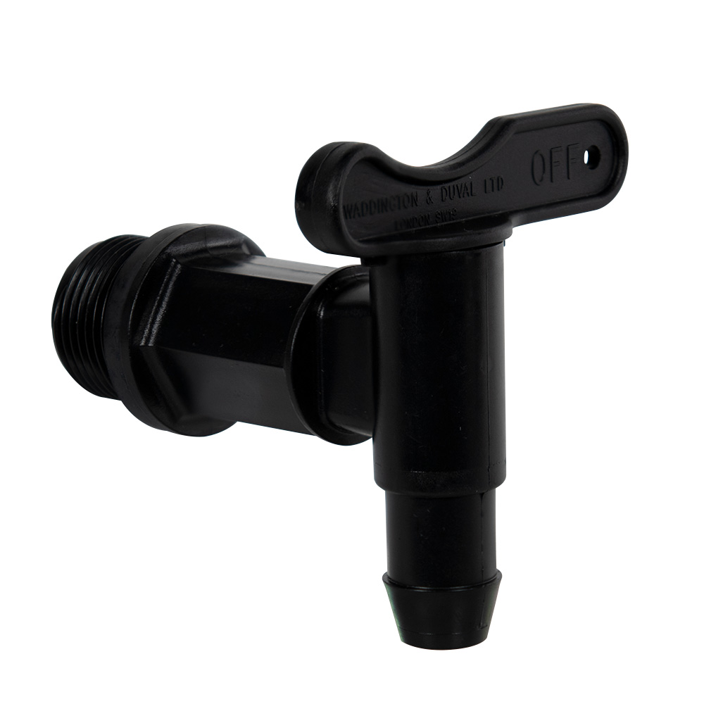 3/4" Black Long Thread Water Butt Tap with Gasket | U.S. Plastic Corp.