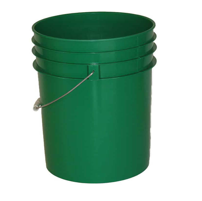 5 Gallon Green HDPE Premium Round Bucket with Wire Bail Handle ...