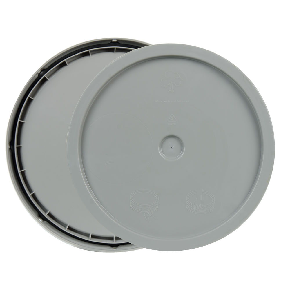 3-1/2 to 5-1/4 Gallon Gray HDPE Economy Round Bucket Lid with Tear Tab ...