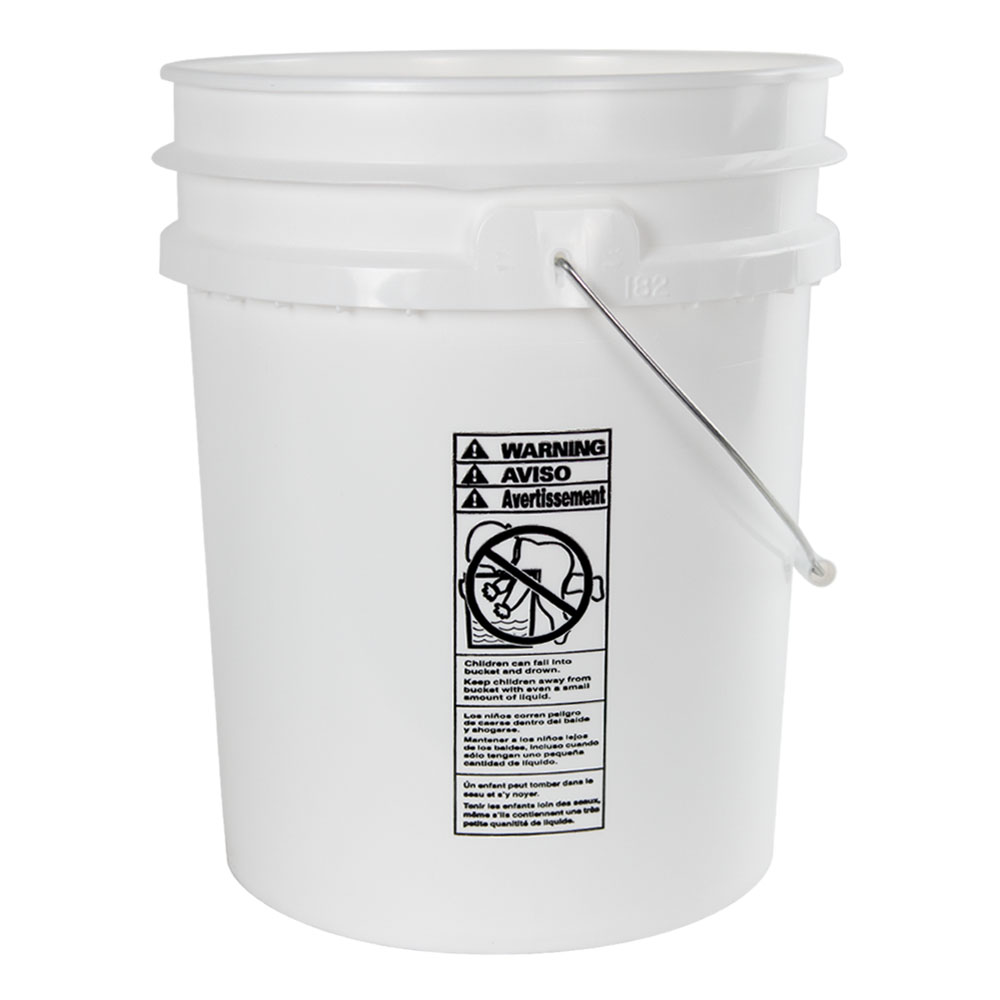 5 Gallon White HDPE UN Rated Pail with Handle | U.S. Plastic Corp.
