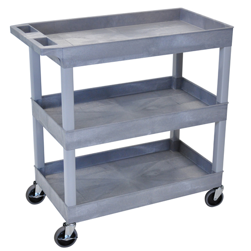 3-Shelf Gray Luxor Tub Cart | U.S. Plastic Corp.