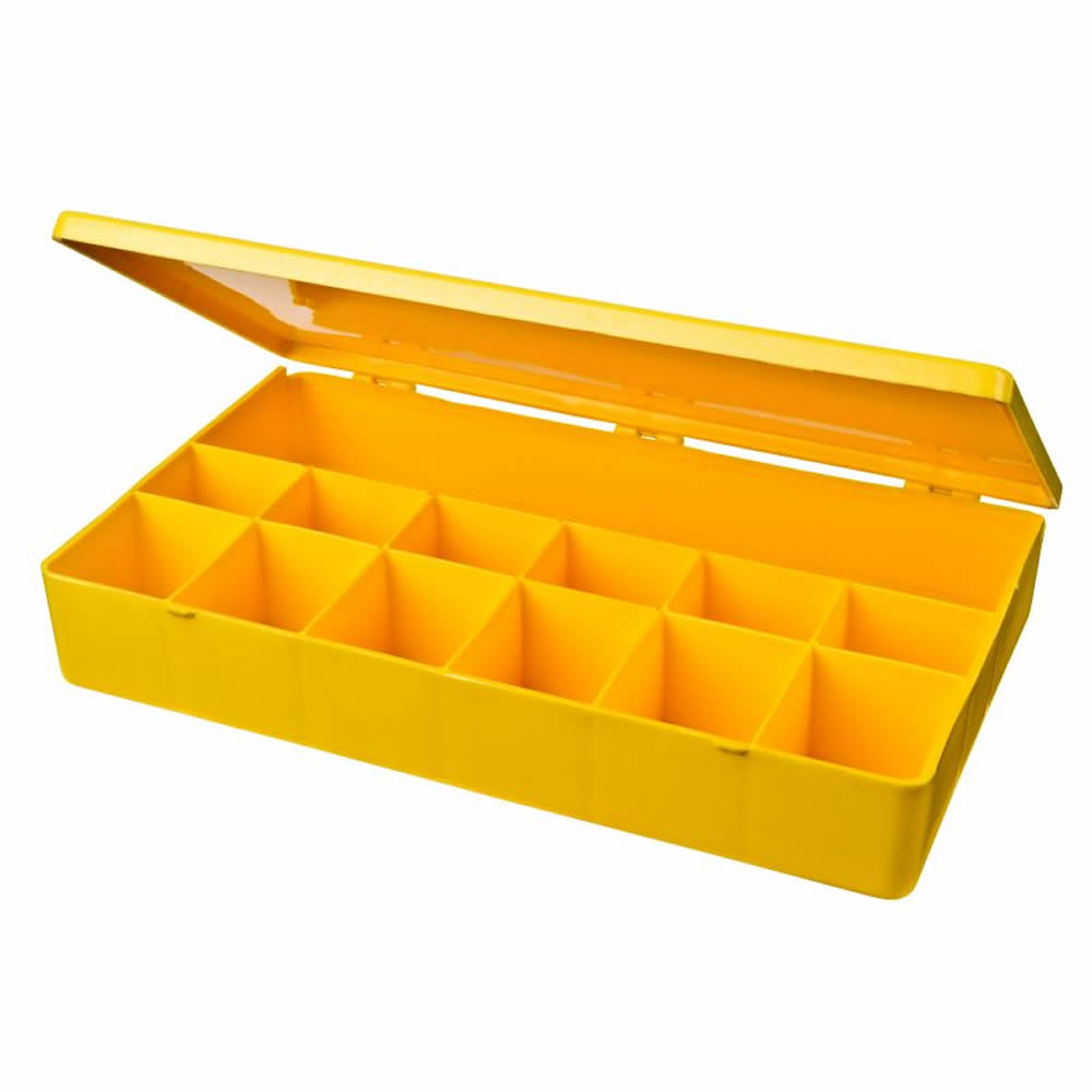 M-Series Yellow Polypropylene Box with 13 Compartments - 10.5" L x 6.19 ...