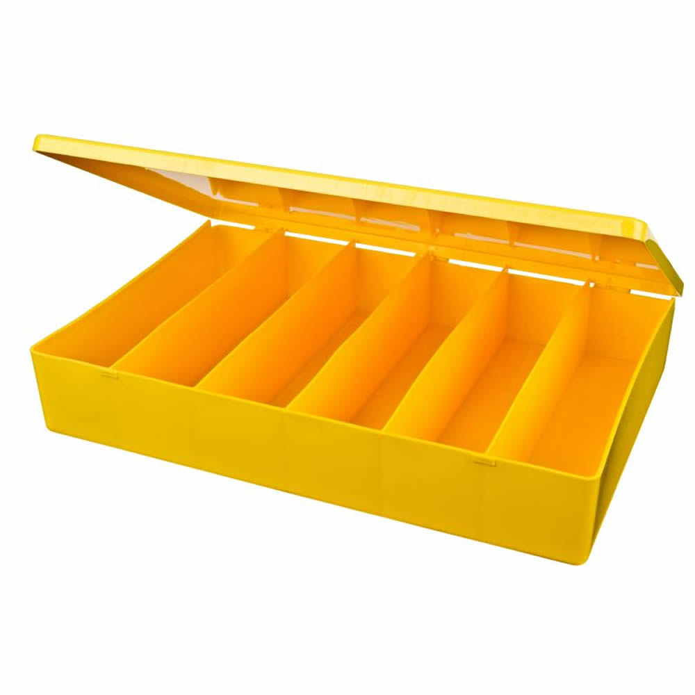 M-Series Yellow Polypropylene Box with 6 Compartments - 12.75" L x 8.5 ...