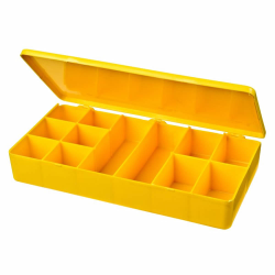 M-Series Yellow Polypropylene Box with 18 Compartments - 12.75" L x 8.5 ...