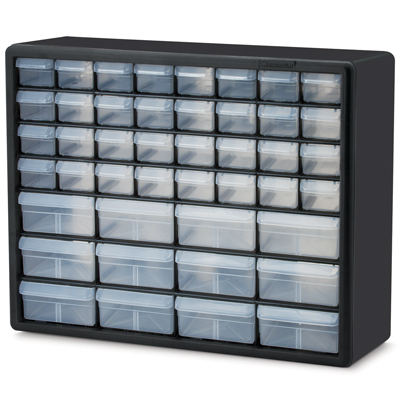 44 Drawer Black Plastic Storage Cabinet 20" L x 6-3/8" W x 15-13/16 ...