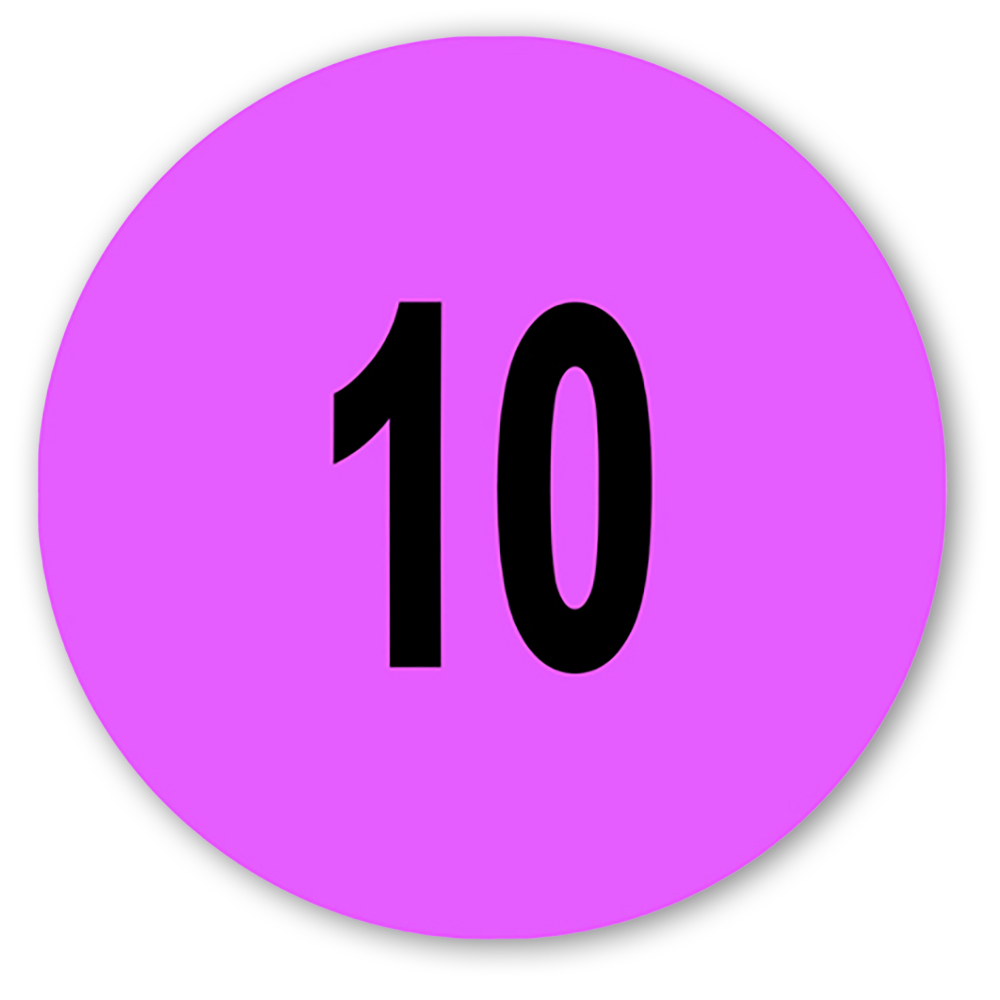 Number "10" Round Paper Label with Violet Background - 2" Dia. | U.S ...