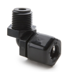 3/8" Nom. Tube OD x 3/8" Male NPTF Black Polypropylene Male Elbow | U.S ...