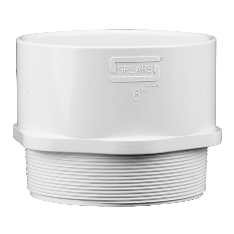 6" Schedule 40 White PVC MIPT x Socket Male Adapter | U.S. Plastic Corp.
