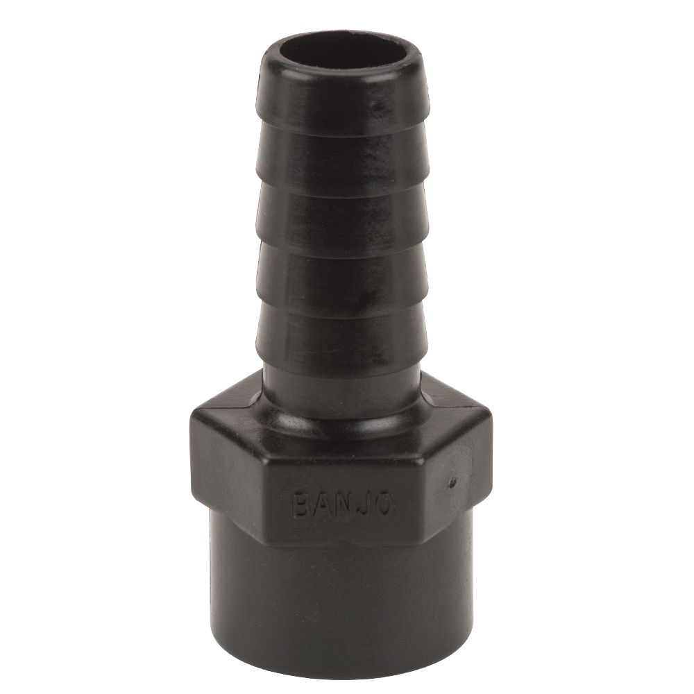 1" FNPT x 1" Hose Barb Banjo® Black Fiberglass-Reinforced Polypropylene ...