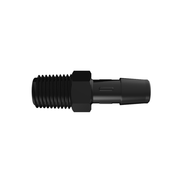 3/8" Tube ID x 1/4" NPT Black Nylon Threaded Adapter | U.S. Plastic Corp.