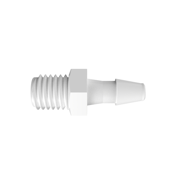 1/8" Tube ID x 1/4-28 UNF Thread Natural Polypropylene Threaded Adapter ...