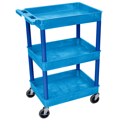 3-Shelf Blue Luxor Tub Cart (300 lbs. Capacity) | U.S. Plastic Corp.