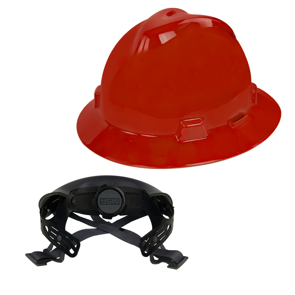 V-Gard® Full Brim Red HDPE Hat with Ratchet System | U.S. Plastic Corp.