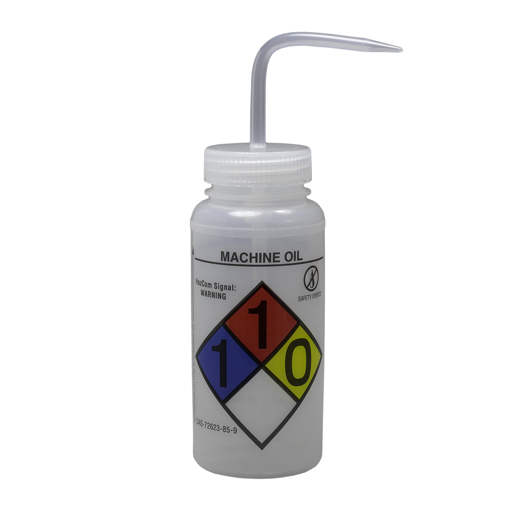 500mL Machine Oil GHS Labeled Right-to-Know, Vented Wash Bottle with ...