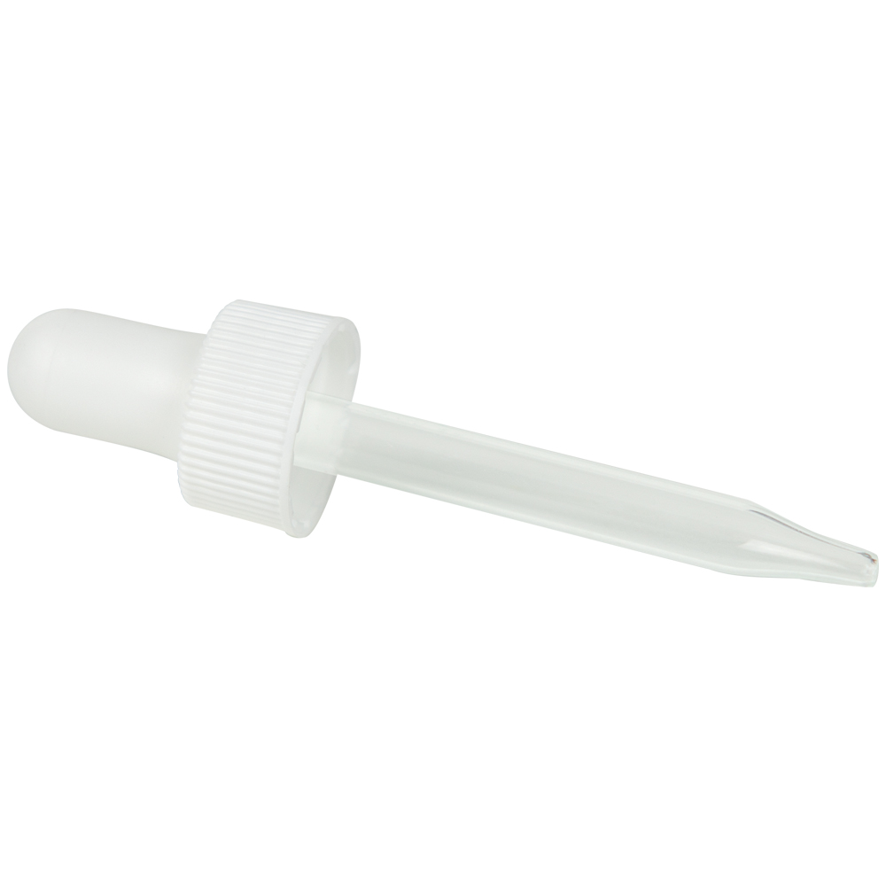 18/400 Ribbed White Phenolic Dropper Cap with White Rubber Bulb & 66mm ...