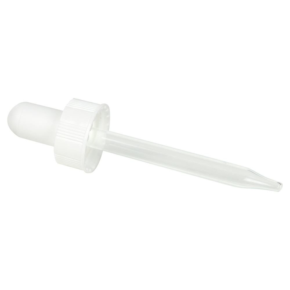 20/400 Ribbed White Phenolic Dropper Cap with White Rubber Bulb & 75mm ...