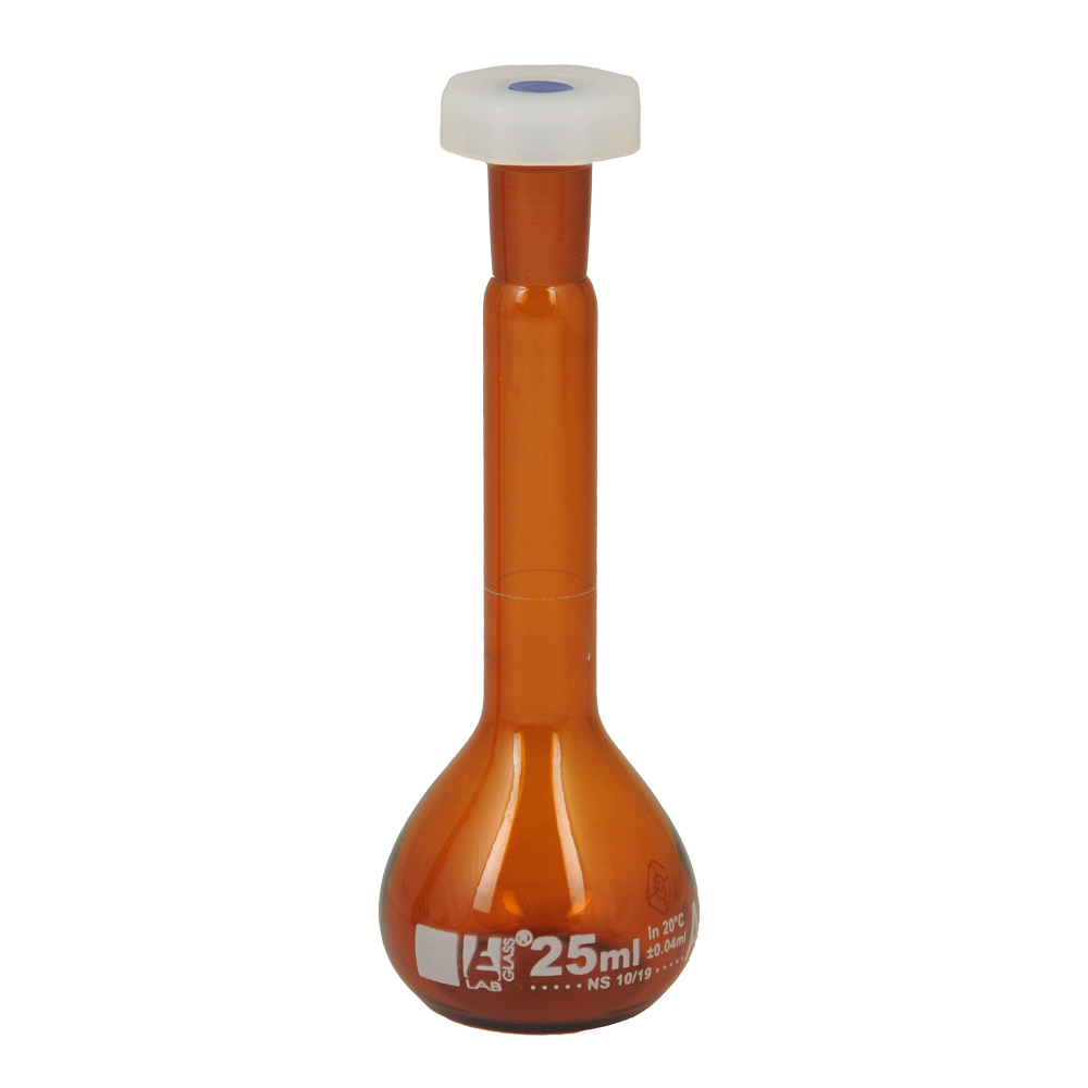 25mL Amber Volumetric Flask with 10/19 Stopper | U.S. Plastic Corp.