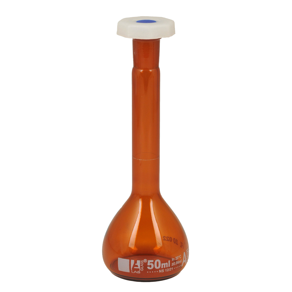 50mL Amber Volumetric Flask with 12/21 Stopper | U.S. Plastic Corp.