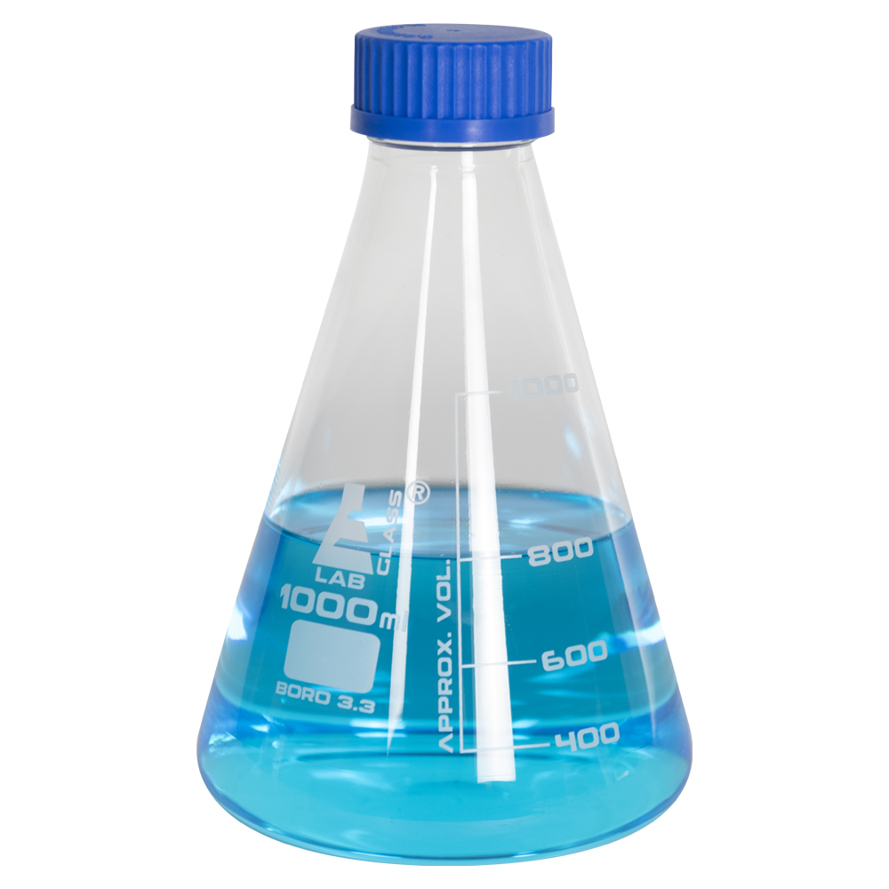 1000mL Glass Erlenmeyer Flasks with Cap | U.S. Plastic Corp.