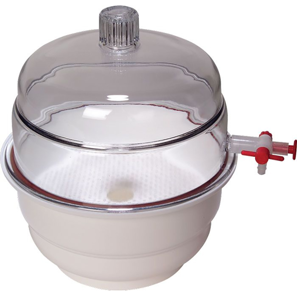12" Clear Polycarbonate Vacuum Desiccator with White Base - 0.91 cu. ft ...