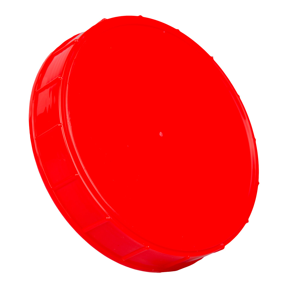 120mm Red Polypropylene Coarse Ribbed Lid | U.S. Plastic Corp.