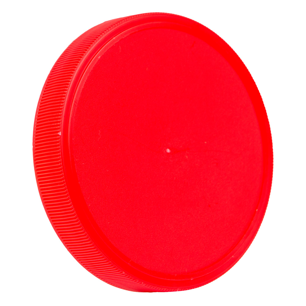 89mm Red Polypropylene Fine Ribbed Lid | U.S. Plastic Corp.