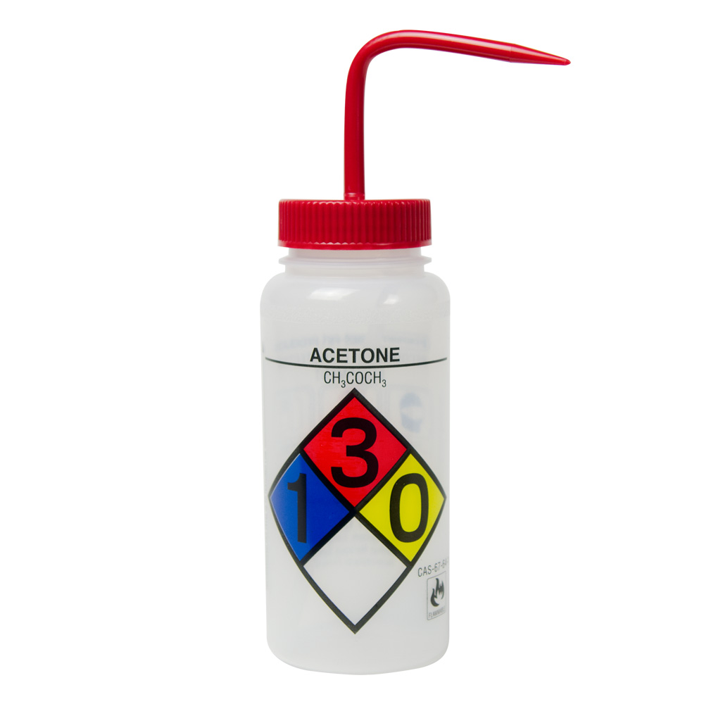 500mL (16 oz.) Scienceware® Acetone Wide Mouth Safety-Labeled Wash ...