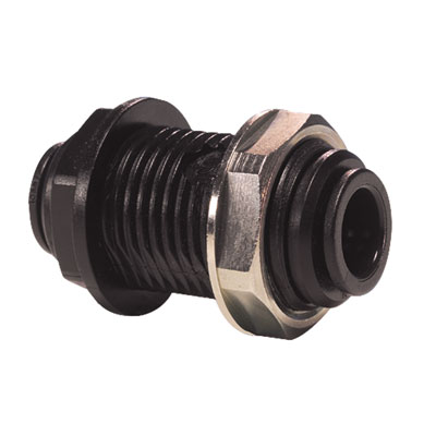 6mm Tube OD Black Acetal Metric Bulkhead Union | U.S. Plastic Corp.