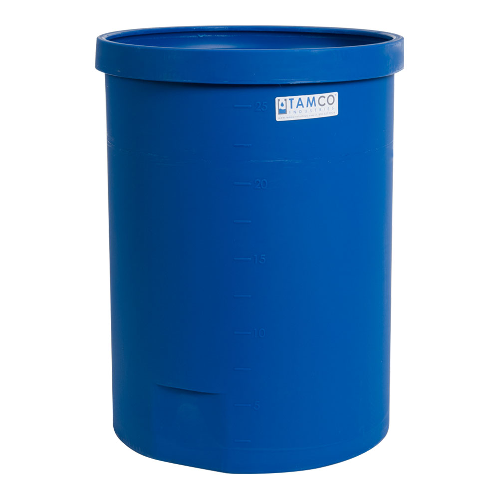 25 Gallon Blue Heavy Wall Open Top Tamco® Tank - 18-3/8" Dia. X 26 ...