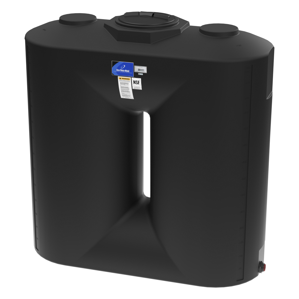 750 Gallon Black Flat Bottom Utility Tank with 16" Lid & 2" Fitting ...