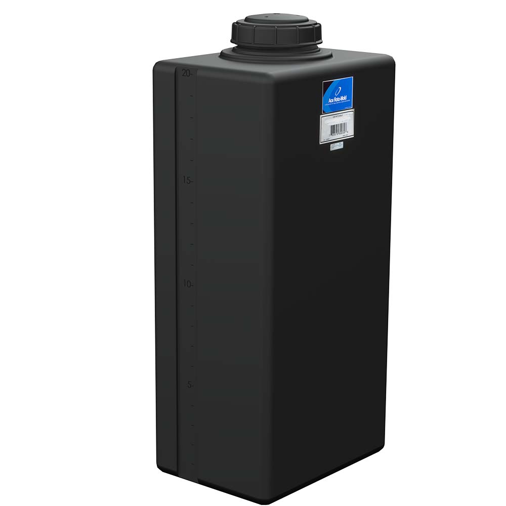 20 Gallon Black Heavy Duty Specialty Tank w/5" Lid, 1/2" Outlet 15" L x ...