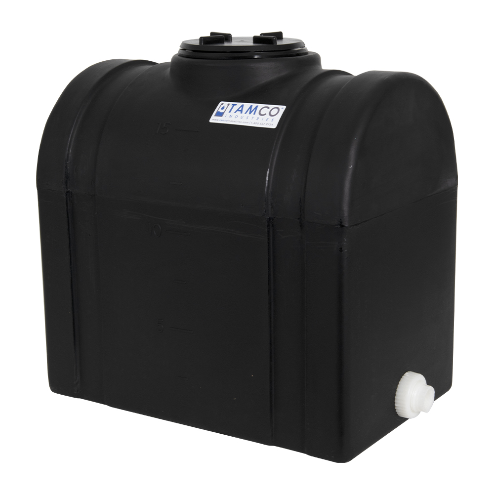 15 Gallon Black Tamco® Loaf Tank with 5-1/2" Plain Lid & 3/4" End ...