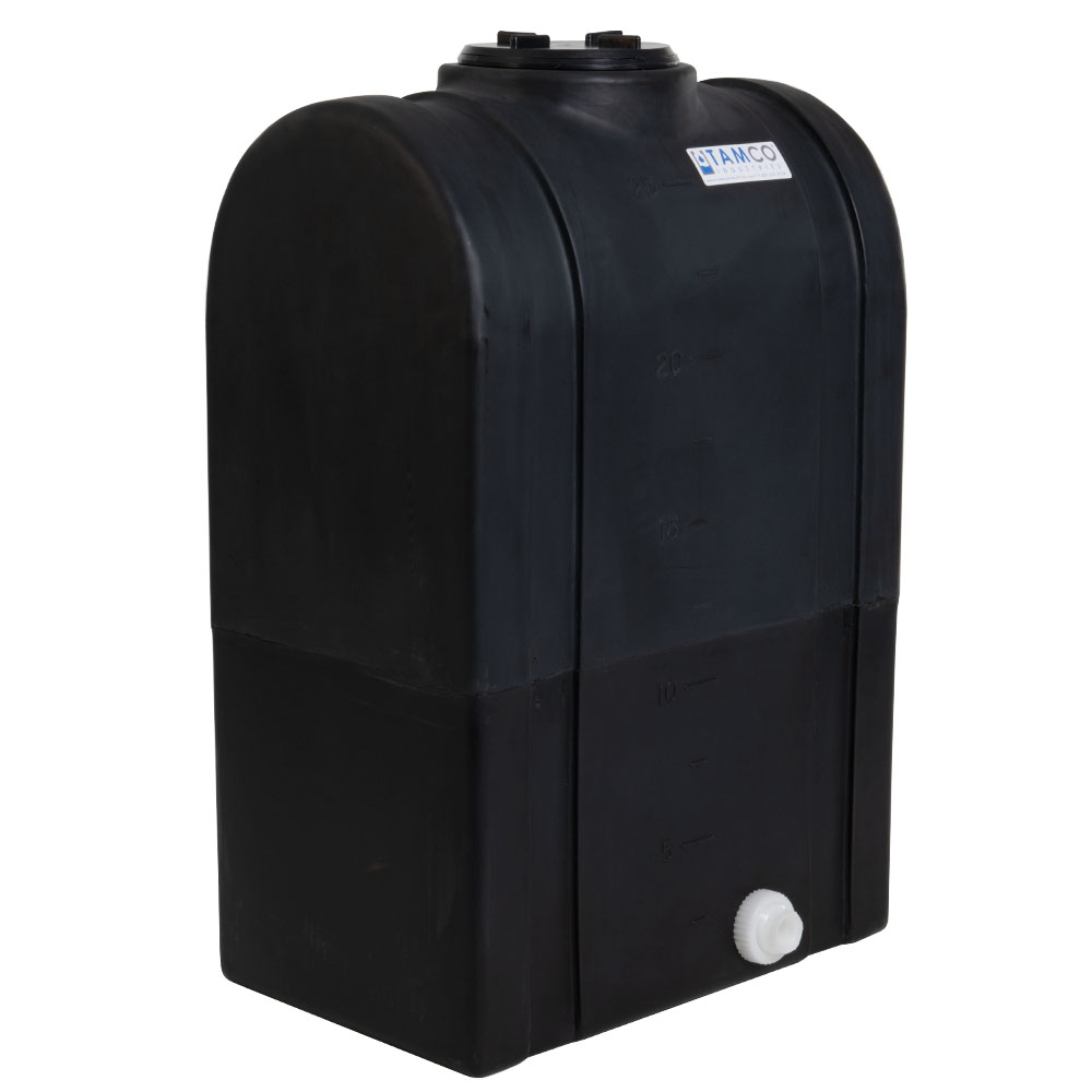 25 Gallon Black Tamco® Loaf Tank with 5-1/2" Plain Lid & 3/4" Side ...