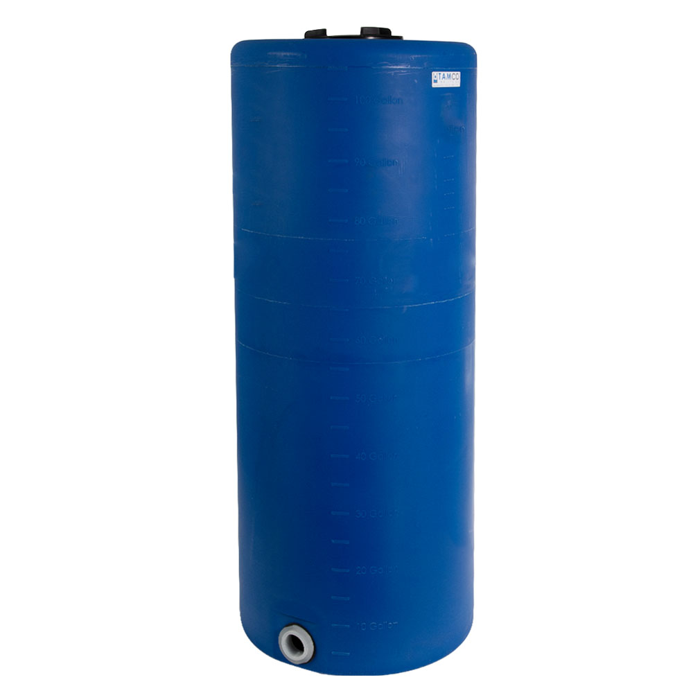 105 Gallon Tamco® Vertical Blue PE Tank with 8" Plain Lid & 2" Fitting ...