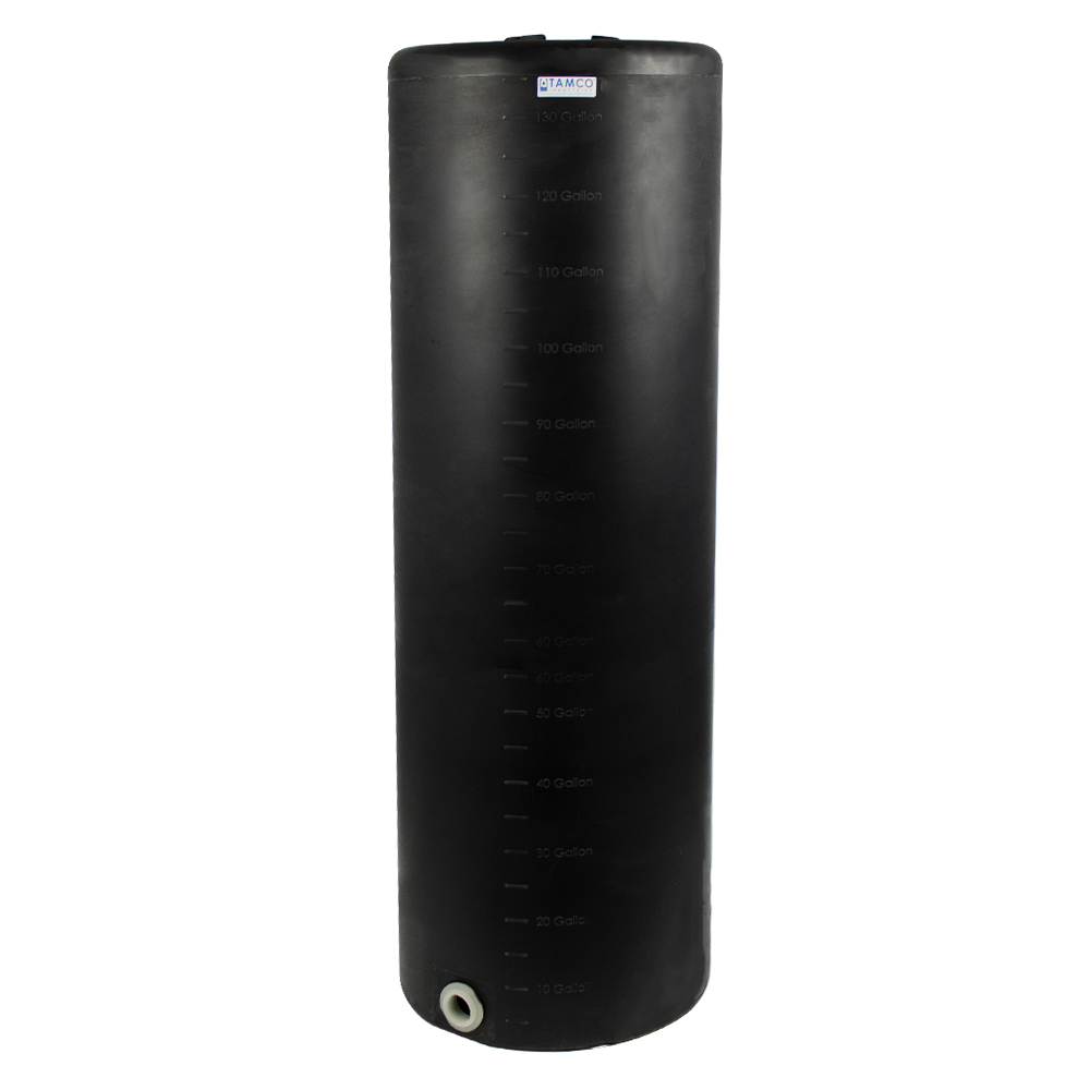 135 Gallon Tamco® Vertical Black PE Tank with 8" Plain Lid & 2" Fitting ...