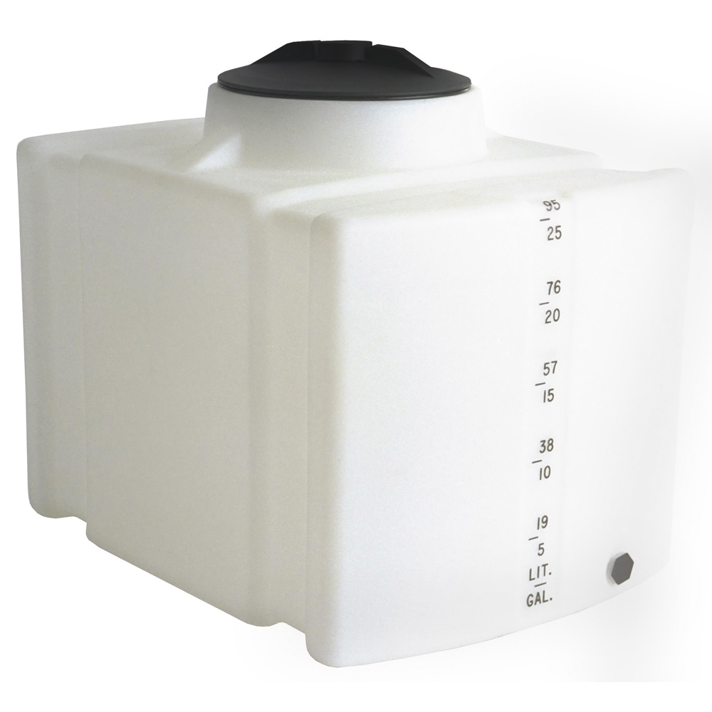 26 Gallon White Flat Bottom Tank with 8" Lid & 3/4" Fitting - 25" L x ...