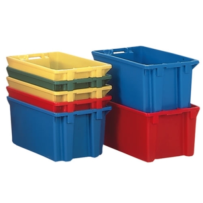 Schaefer Color Coded 180° Stack & Nest Containers | U.S. Plastic Corp.