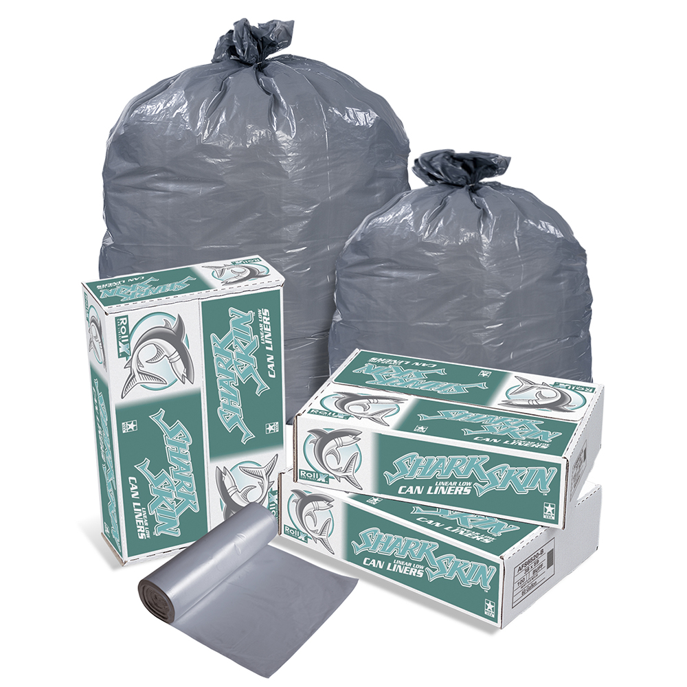 56 Gallon Gray LDPE Trash Can Liners | U.S. Plastic Corp.
