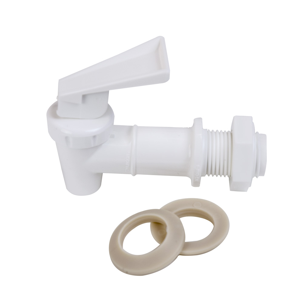 White HFSLT Faucet 3/4"-16 UNF 1" Long | U.S. Plastic Corp.