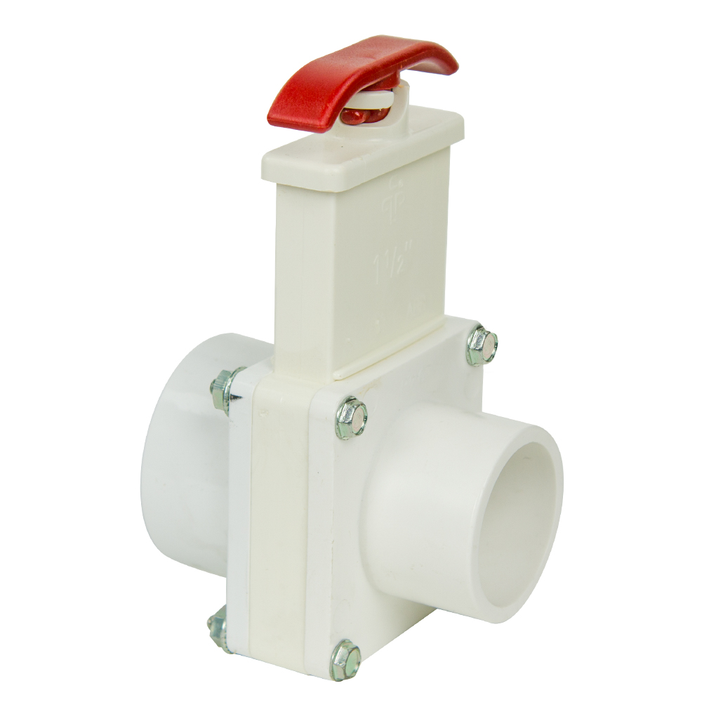 1-1/2" Socket x Spigot White PVC Knife Gate Valve | U.S. Plastic Corp.