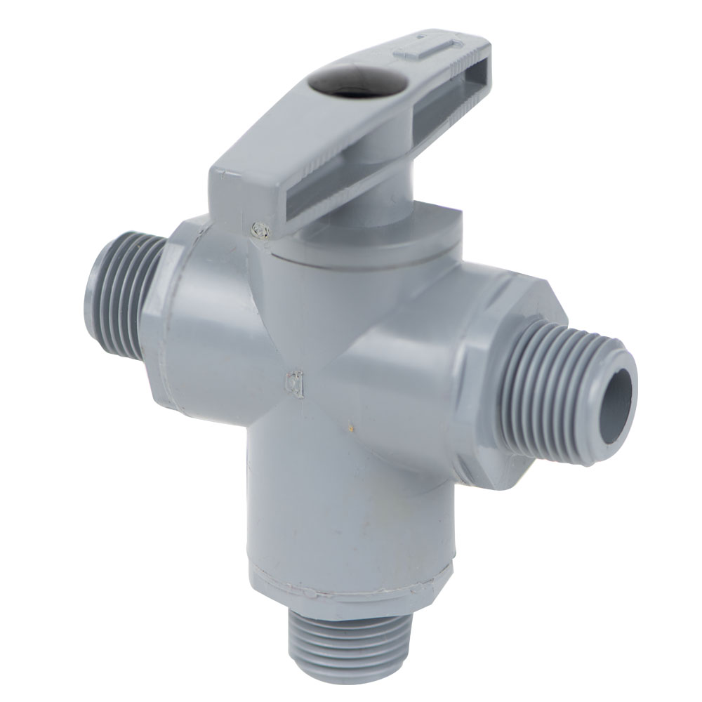3/8" MNPT Series 629 3-way PVC Ball Valve with Buna-N Seals | U.S ...